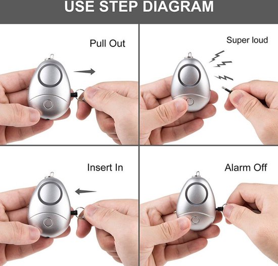 Persoonlijk Alarmknop - Sleutelhanger Alarmsysteem - 130DB - Met LED ...