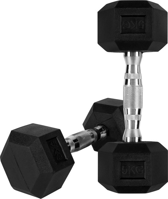 RYZOR Dumbell set van 2 x 5 kg - Hexagon halterset - Dumbells 5 kg ...