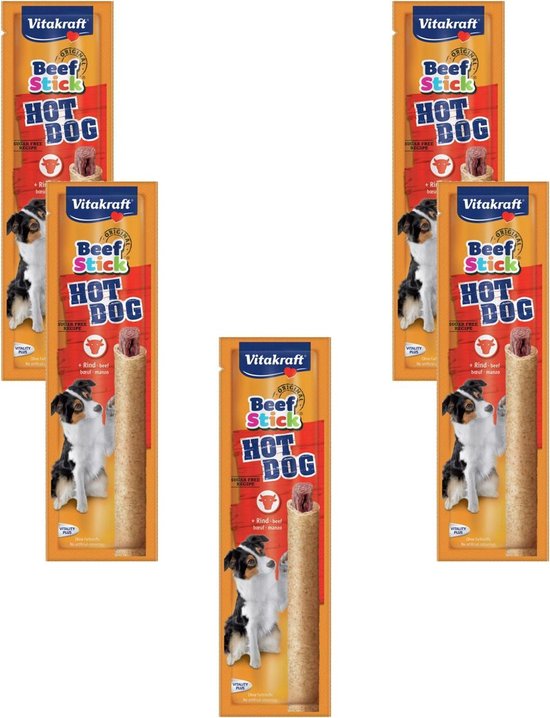 Vitakraft Beefstick Hot Dog Rund - Hond - Snack - 5 x 30 gr | bol