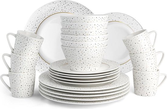 Dutch Rose Loft 24 delig Serviesset Wit met Glitters | bol.com