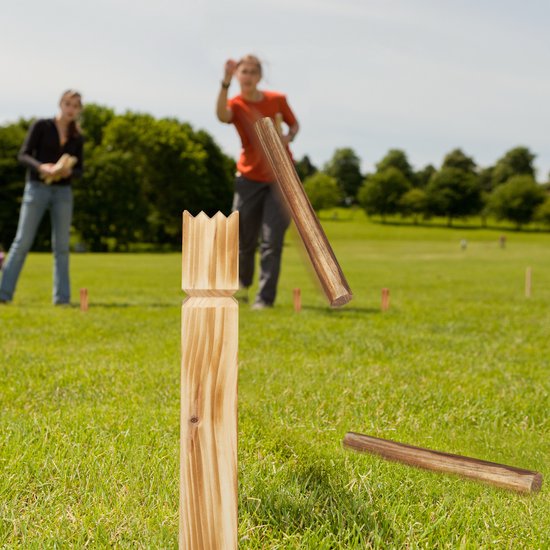 Heb jij Relaxdays Kubb spel - werpspel - 21 speelfiguren - buitenspel - houten blokken - met ...