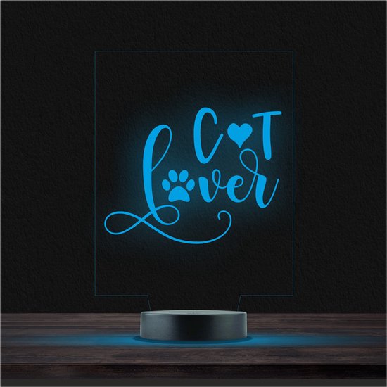 Led Lamp Met Gravering - RGB 7 Kleuren - Cat Lover | bol