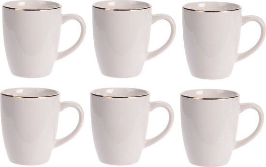Siaki, Mug Classique en porcelaine blanche avec bord doré, 340 ml, 6 ...