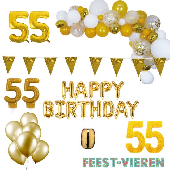 55 jaar Verjaardag Versiering Pakket Goud XL | bol.com