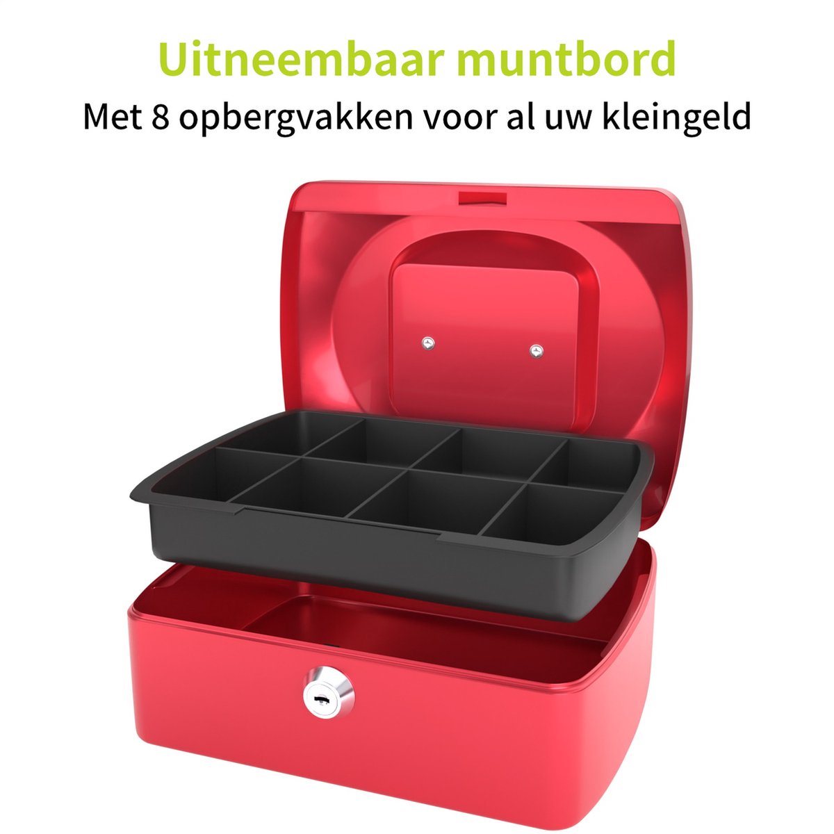 ACROPAQ Geldkistje - Geldkist met sleutel, 20 x 16 x 9 cm, Metaal ...