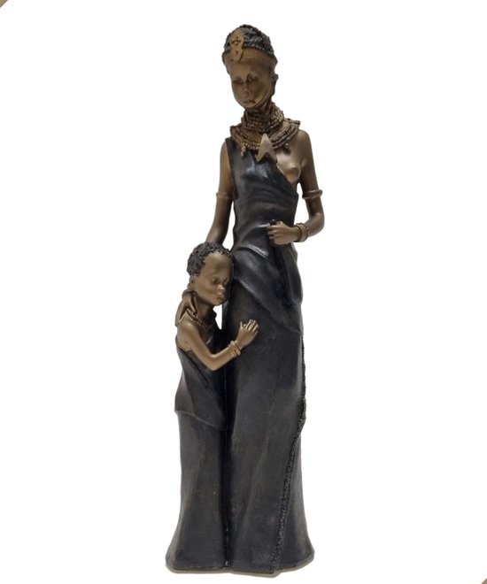 Afrikaanse kunst - Afrikaanse beelden vrouw met kind 30cm | bol