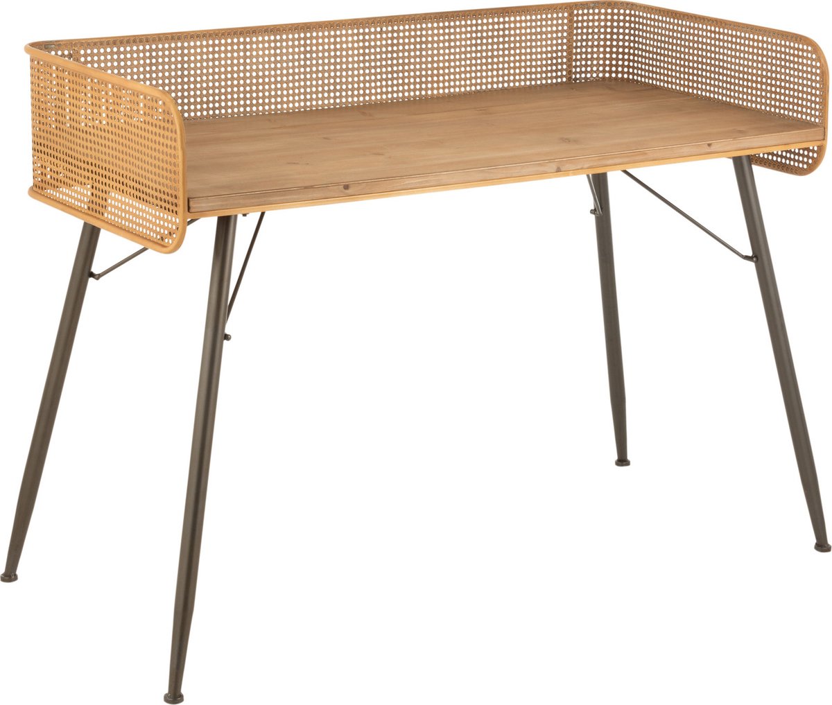 Nostalgic grid - Schrijftafel - houten blad - metalen raster - beige ...
