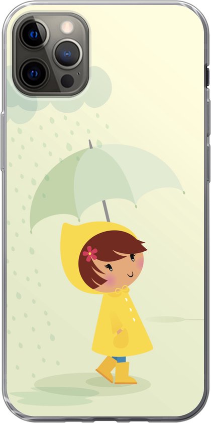 iPhone 13 Pro Max hoesje - tekening van meisje in de regen - Siliconen Telefoonhoesje | bol.com