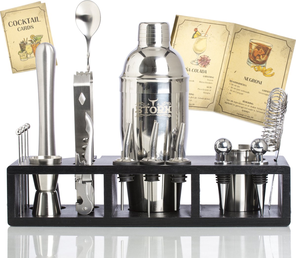 Cocktailset - 19 delig - Luxe Cocktailset - Cocktailshaker Set - Zilver ...