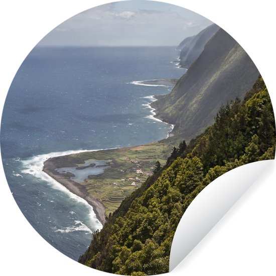 Behangcirkel - Azoren - Berg - Water - 80x80 cm - Muurcirkel ...