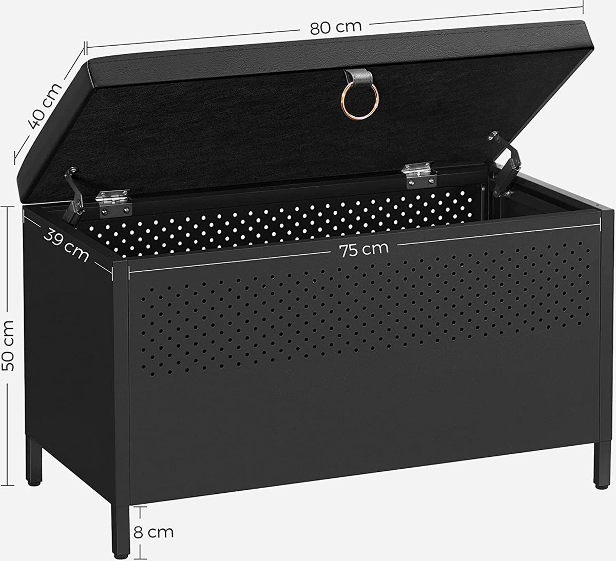 bank, kist met deksel, gecapitonneerde zitting, zitkist met ...