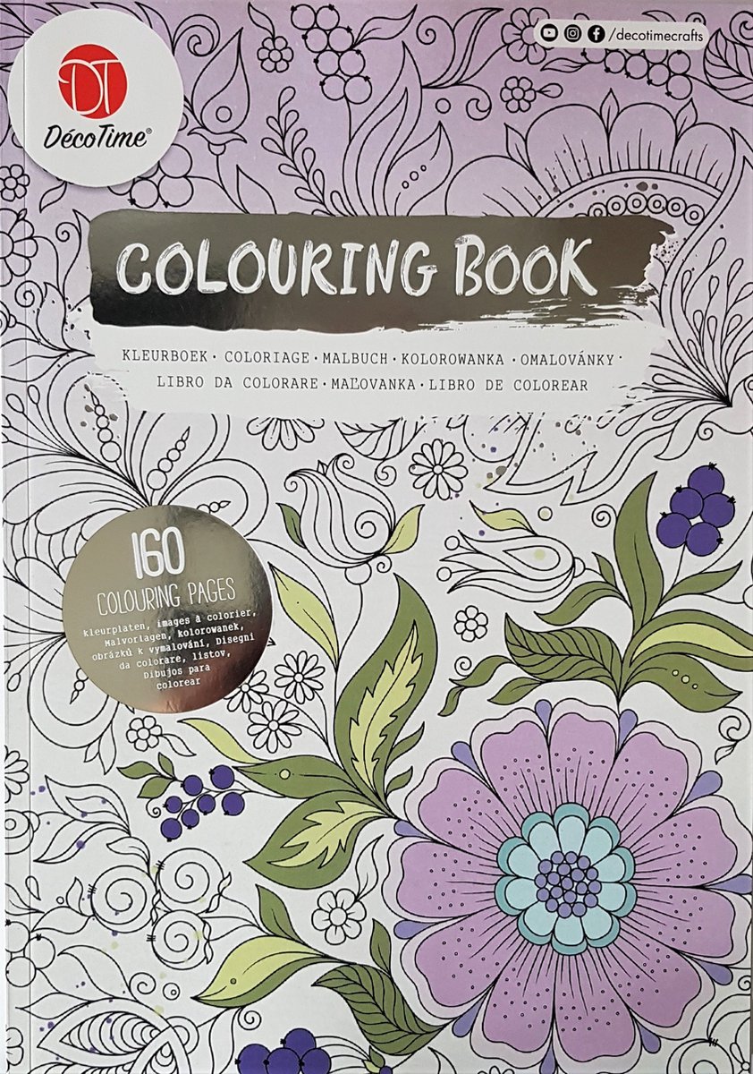 DécoTime Kleurboek voor volwassenen Paars / Adult Colouring Book / 160 ...