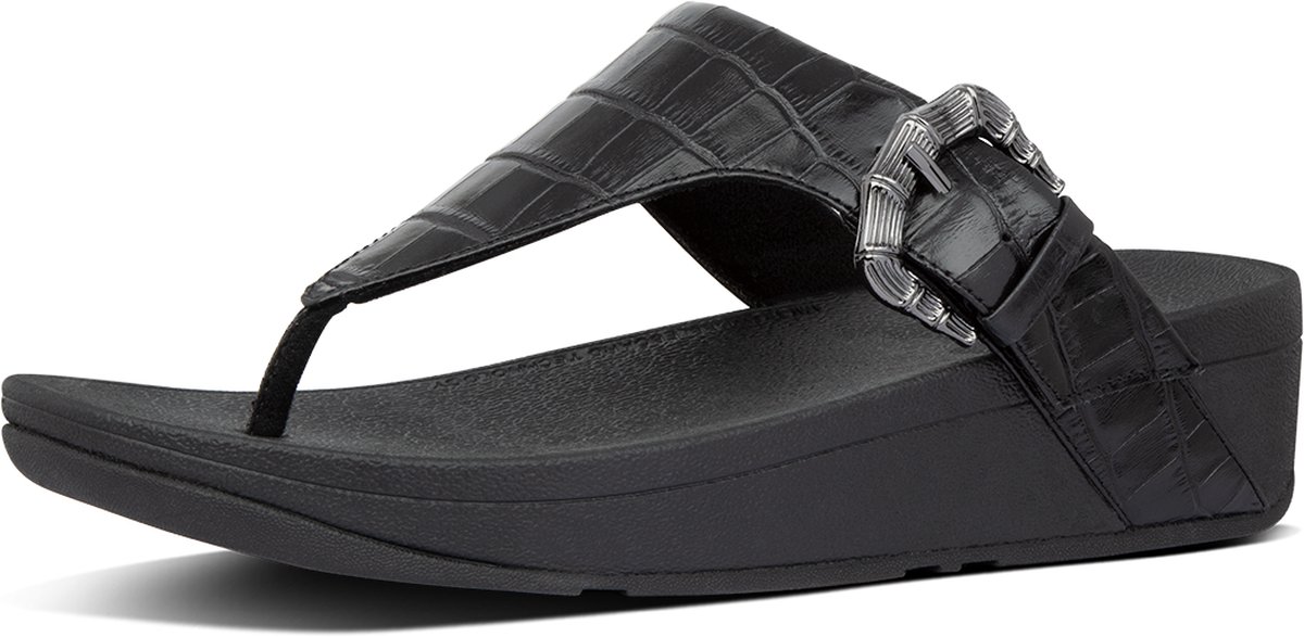 Fitflop™ Vrouwen 80005056 / Teenslipper - Lottie Croco Toe - Zwart ...