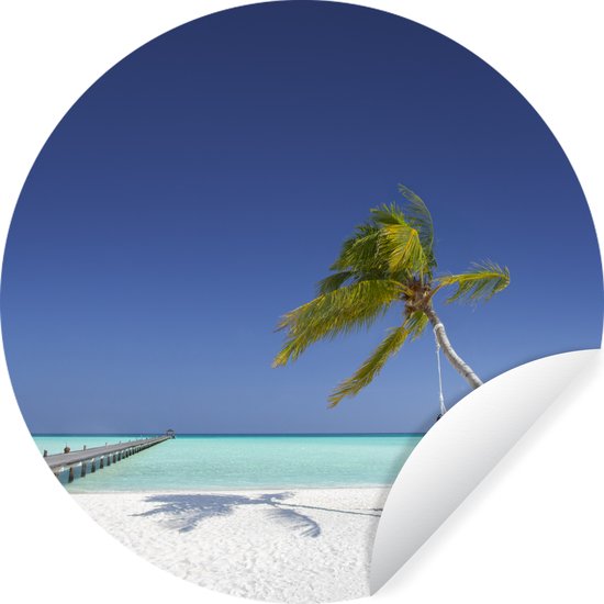Behangcirkel - Hangmat - Palmboom - Strand - 80x80 cm - Muurcirkel - Zelfklevend -... | bol.com