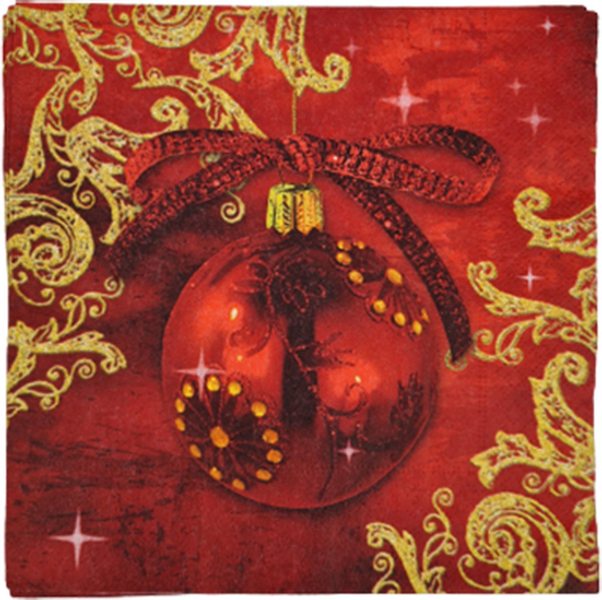 20 Servetten - 3 laags - Kerstbal print - Rood / Goud - Papier - 33 x ...