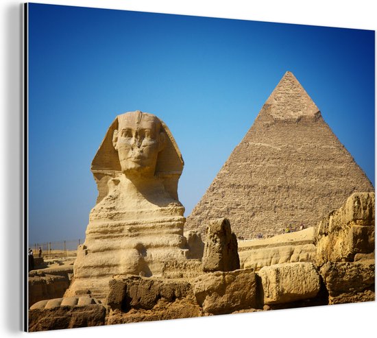 Wanddecoratie Metaal - Aluminium Schilderij - Grote sfinx van Gizeh en ...
