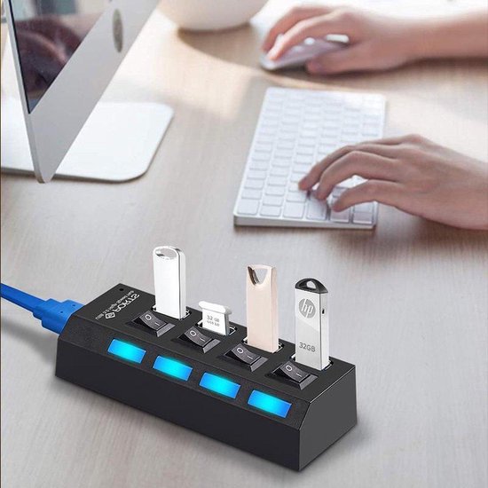 Duo Commerce -4 Poort Multi USB 2.0 Hub Splitter Verdeler Switch - Voor ...
