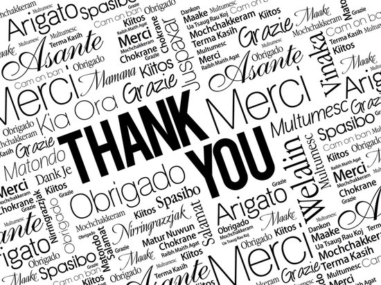 Dank u Word Cloud concept achtergrond in vele talen - Modern Art Canvas ...