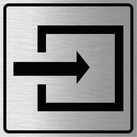 Ingang hier bord, geborsteld aluminium 100 x 100 mm | bol