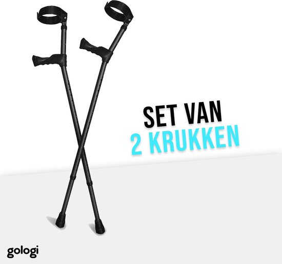 Gologi - Elleboogkrukken ergonomisch zwart. Maat M/L. Loopkrukken ...