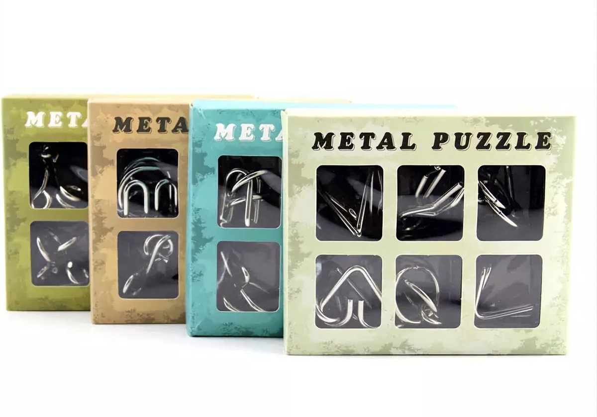 IQ Puzzel 3D - Metaal - 4 verschillende sets van 6 stuks | Games | bol.com