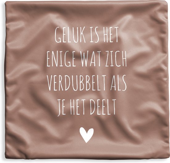 Kussenhoes 60x60 cm - Geluk is het enige wat zich verdubbelt - Quotes ...