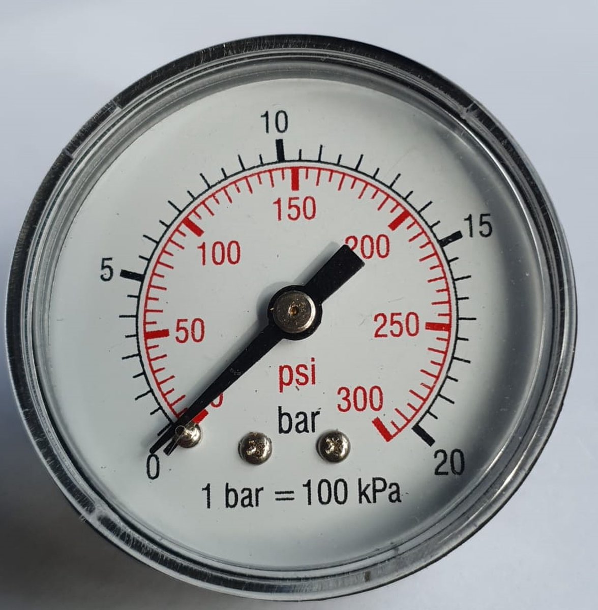 K&W Manometer 50 mm diameter 0-20 bar met 1/4" achter aansluiting ...