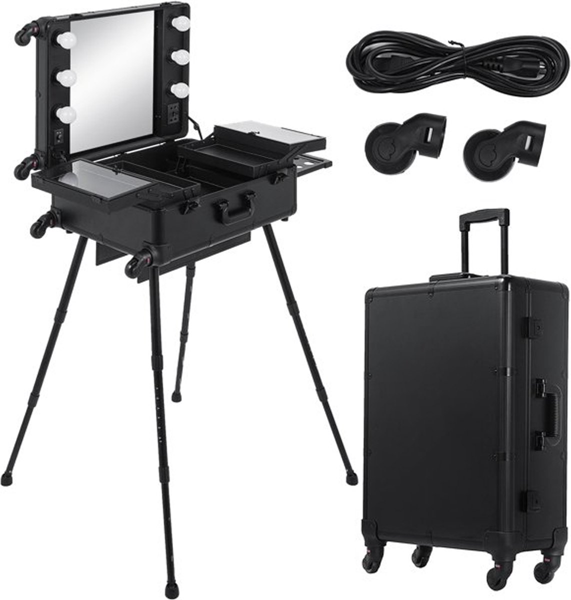 Make-up Koffer & Tafel - Trolley - Professionele Reiskoffer - Luxe ...