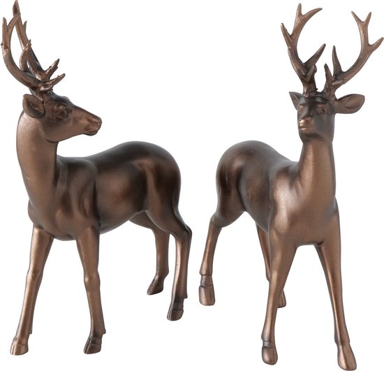 Hert & Ree - Bruin - 2 set - Staand - 22 cm | bol