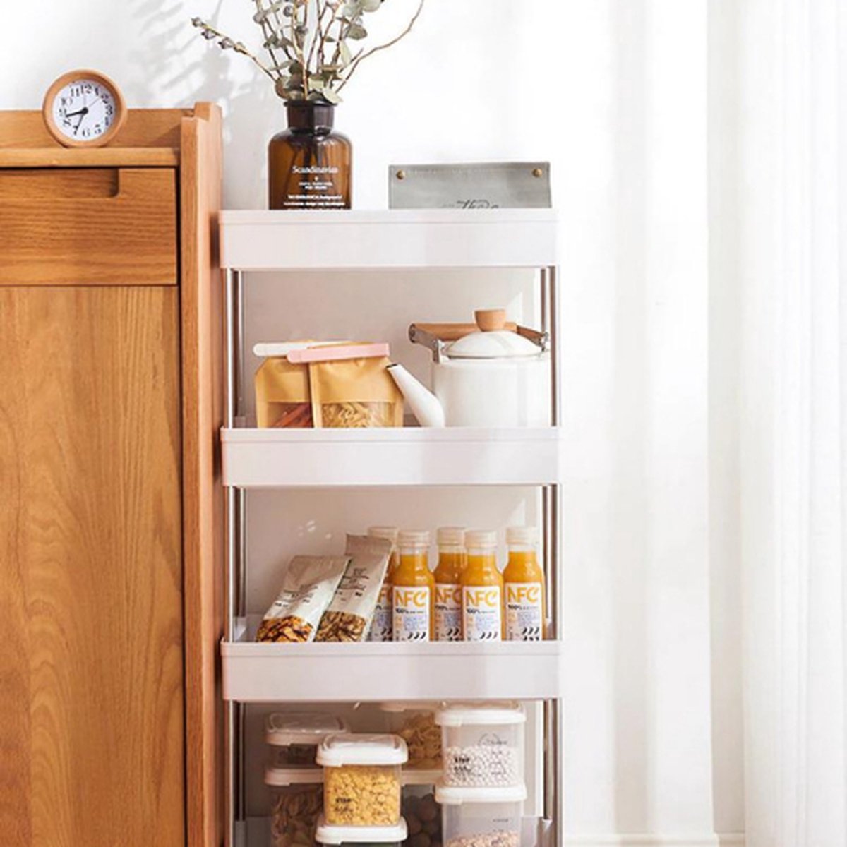 Hanium Opbergrek met wieltjes Keukentrolley Opbergtrolley - Smal - 4 ...