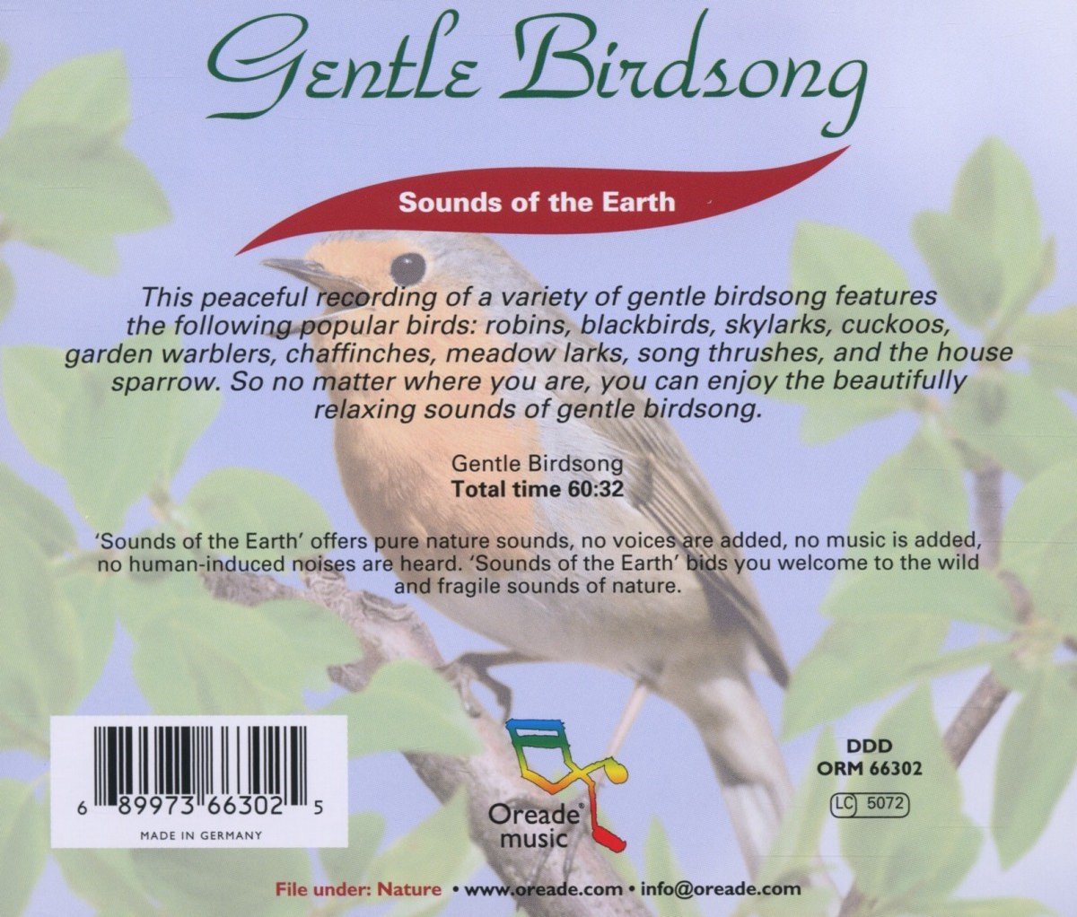 Sounds Of The Earth - Gentle Birdsong (CD), Sounds of the Earth ...