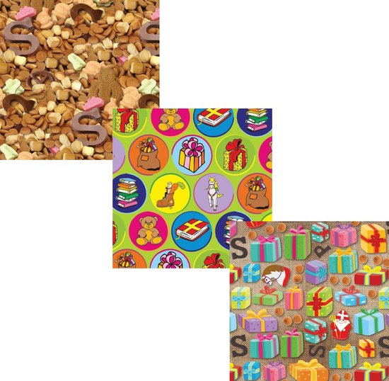 Assortiment sinterklaas inpakpapier cadeaupapier - 200 x 70 cm - 6 ...