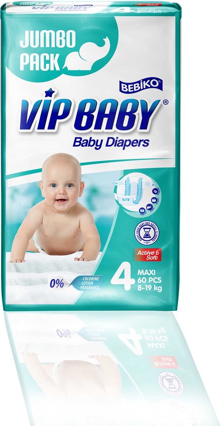 Bebiko VIP Baby Maxi Jumbo Pack Active & Soft Pampers Luiers - Maat 4 ...