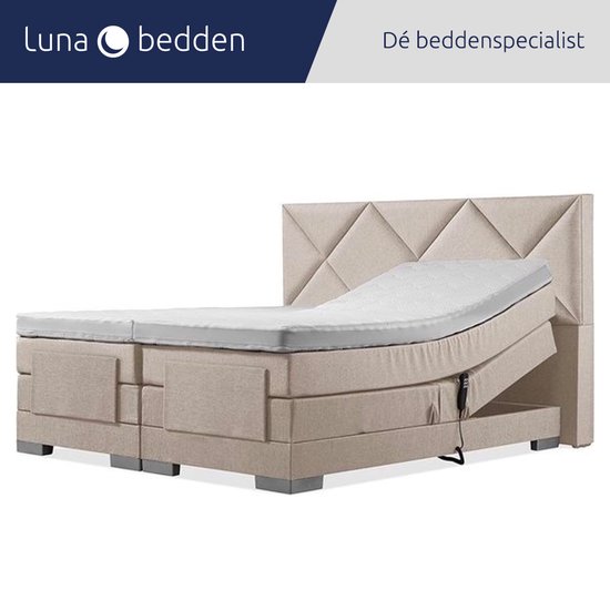 Luna Bedden - Boxspring Nova - 200x200 Elektrisch Beige Ruiten | bol
