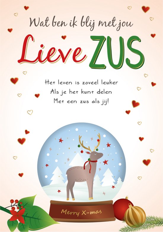 Kaart - Kerst - Intense - Blij met lieve zus - KIR05-B | bol.com