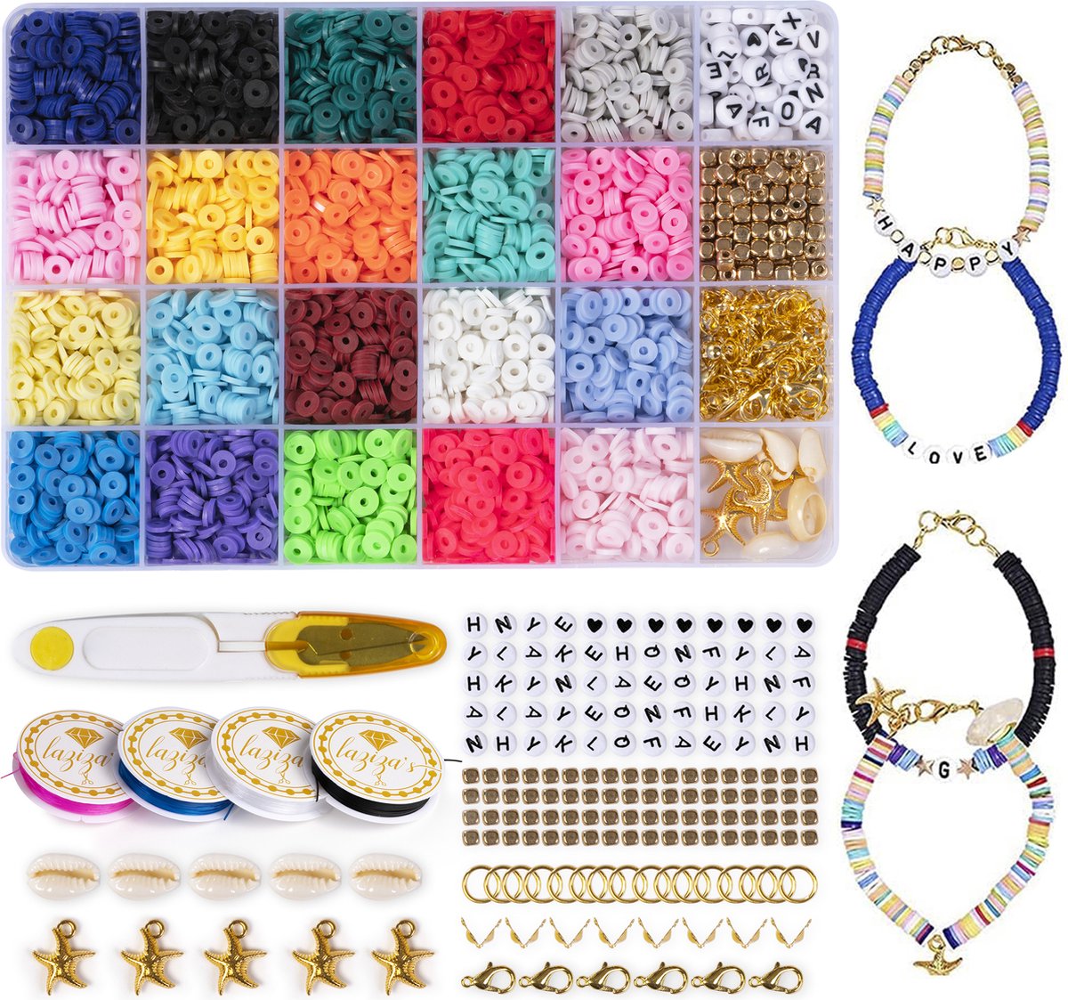 Premium Katsuki Kralen Set - Polymeer Kralen - 4 rollen draad - 6000 ...