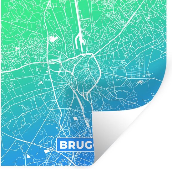 Muurstickers - Sticker Folie - Stadskaart - Brugge - Groen - Blauw ...
