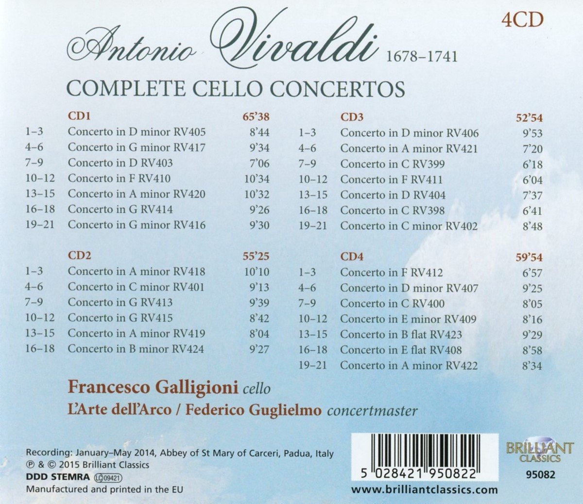 L'Arte Dell'arco - Vivaldi: Complete Cello Concertos (4 CD), Federico Guglielmo | CD... | bol.com