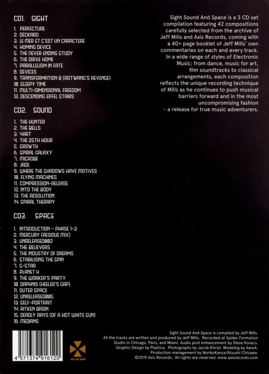Jeff Mills - Sight Sound And Space (3 CD), Jeff Mills | Muziek | bol