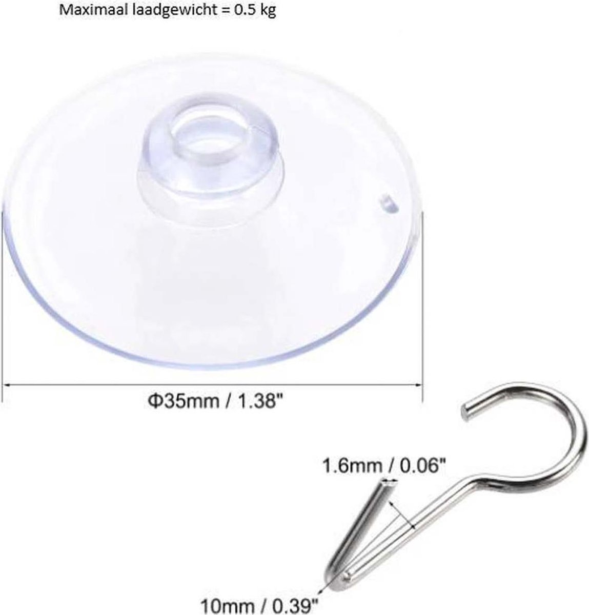 FSW-Products - 6 Stuks - Zuignap Haakjes - Ophanghaakjes - Ophanghaken ...