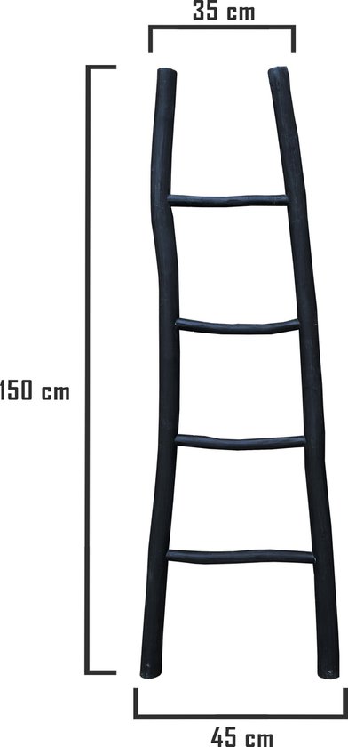Ladder teakhout TAPS, HAND GESCHILDERD, hoog 150 cm bovenaan 35 ...