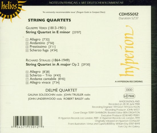Delme String Quartet - Streichquartette (CD), Delme String Quartet ...