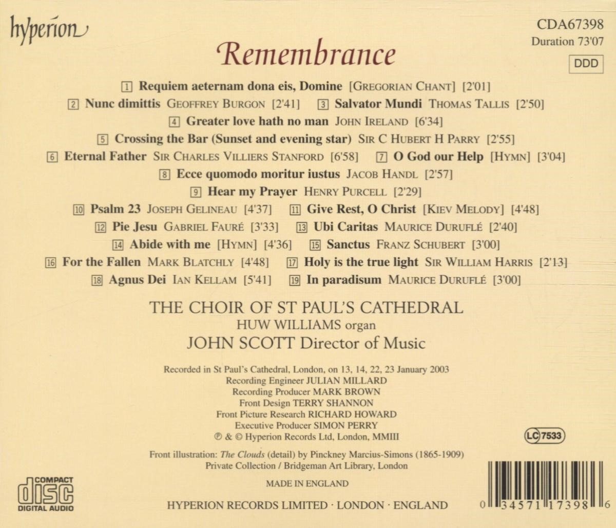 St Paul's Cathedral Choir/Williams - Remembrance (CD), Choir of St ...