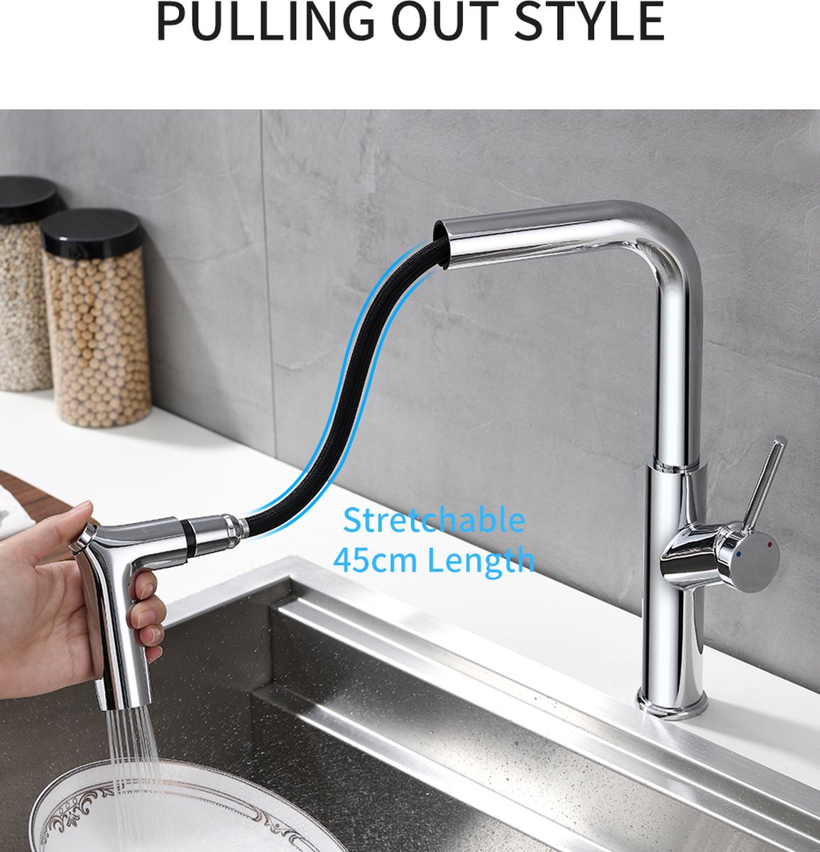 Keukenkraan met uittrekbare sproeikop CHROOM Fondo OMNITAIR | bol