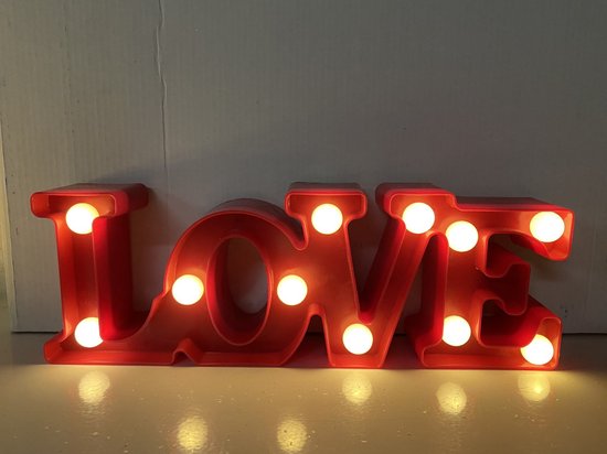 LED Love lamp met 11 led lampjes - Rood - 29.5 x 10.5 x 4.5 cm - warm ...