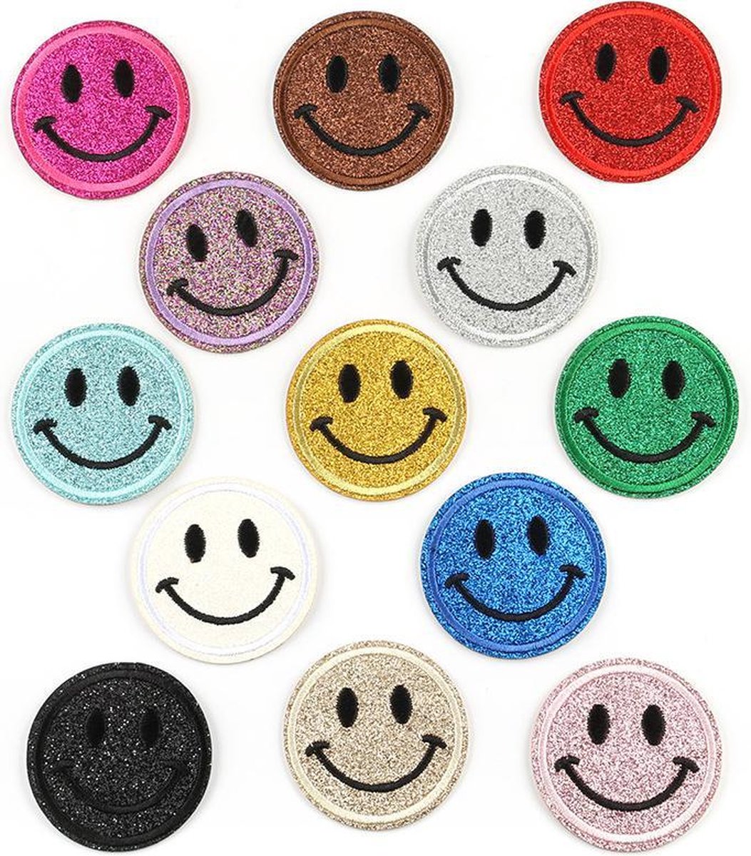 Schattig smileygezicht Series -13 delige set -stof & strijk applicatie ...