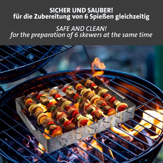 BBQ Spieshouder Set voor Shish Kebabs - 7-Delig Roestvrij Staal | bol
