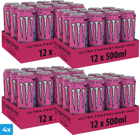 4x Monster Energy Ultra Fantasy Ruby Red (12 x 500ml) | bol