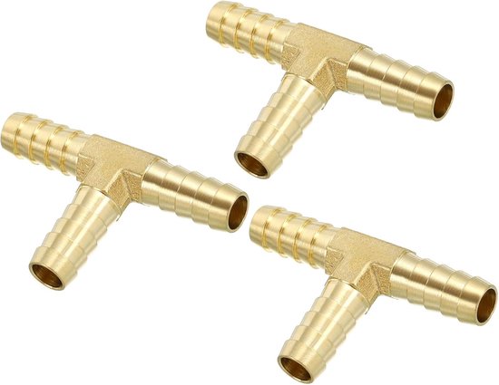 3/8" Barb Tee Fitting - 3Pcs 3 Way Union T-shaped Brass Hose Barbed ...