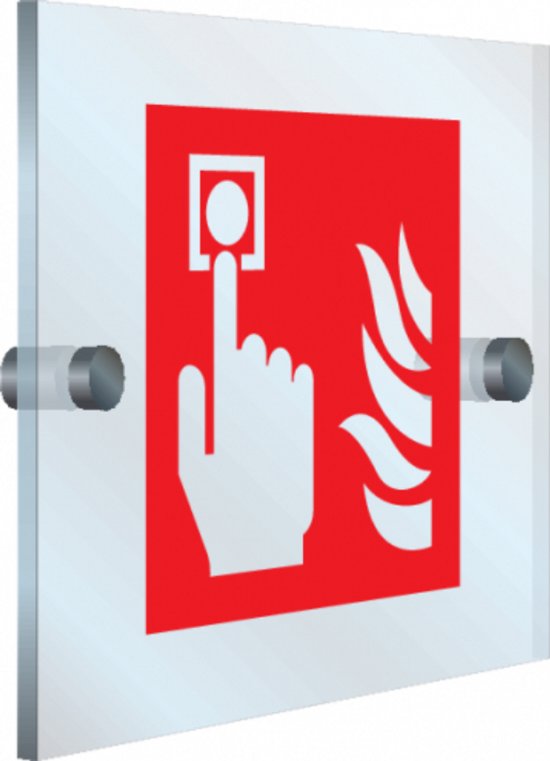 Handbrandmelder Pictogram met Vlam – Plexiglas Bord 25x25cm 5mm | Incl ...